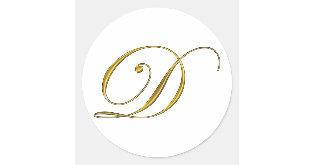 Gold Monogram Initial D Sticker | Zazzle