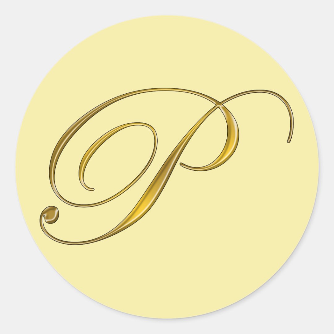 Gold Monogram P Envelope Seal Label Sticker | Zazzle