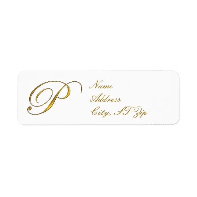 Gold Monogram P Return Address Labels | Zazzle