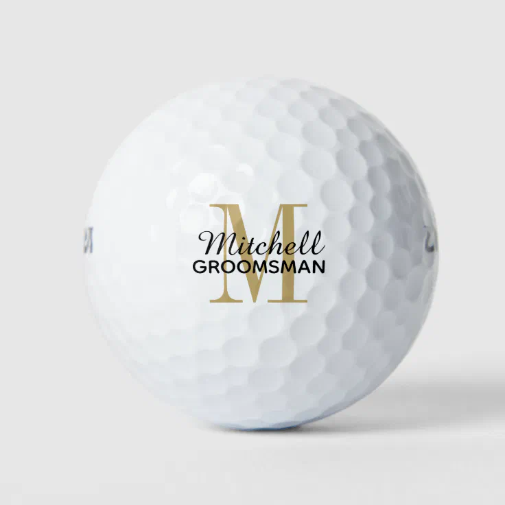Gold Monogram Personalized Groomsman Gift Golf Balls | Zazzle