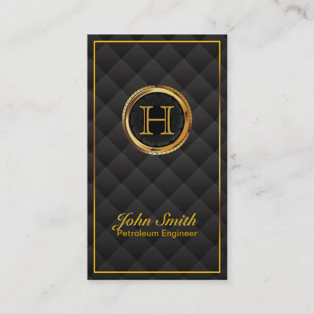 Gold Monogram Petroleum Engineer Business Card | Zazzle