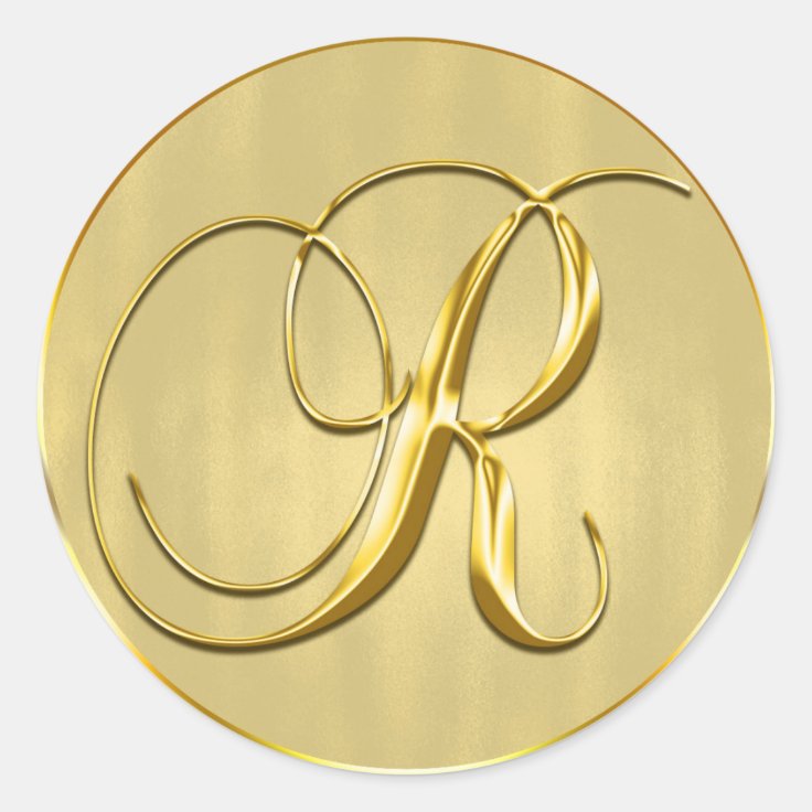 Gold Monogram R Seal Wedding Invitation Holiday | Zazzle