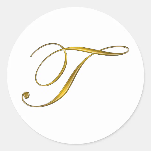 Gold Monogram T Envelope Seal Label Sticker | Zazzle