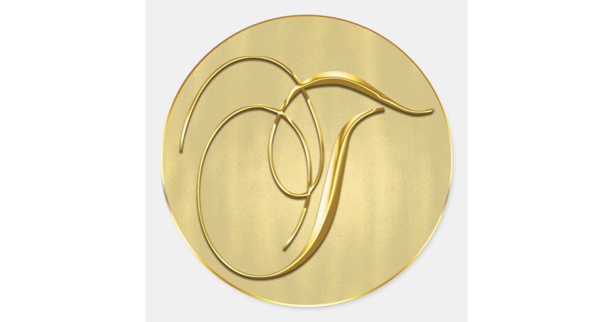 Gold Monogram T Seal Wedding Invitation Holiday | Zazzle