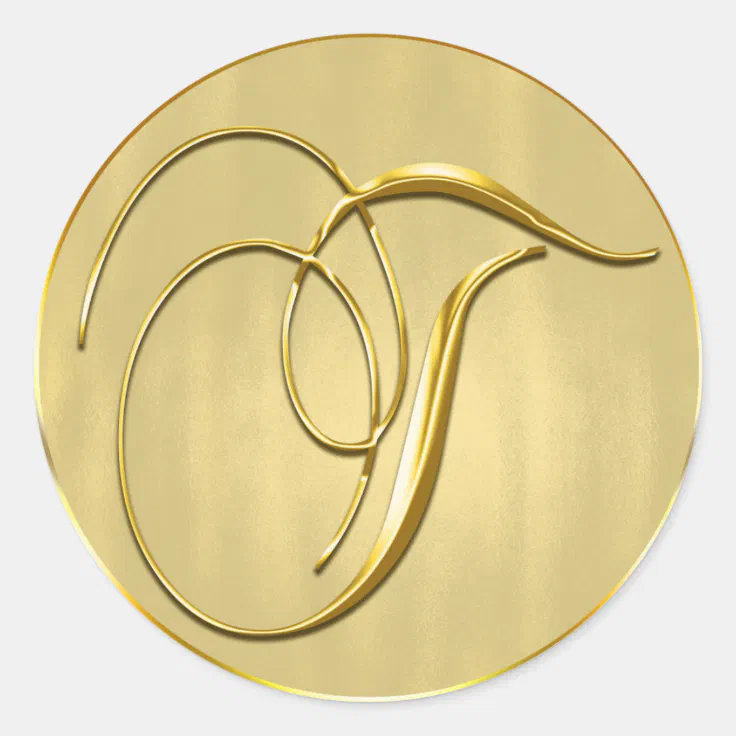 Gold Monogram T Seal Wedding Invitation Holiday | Zazzle