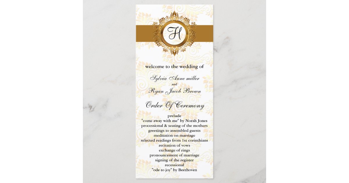 gold monogram Wedding program | Zazzle.com