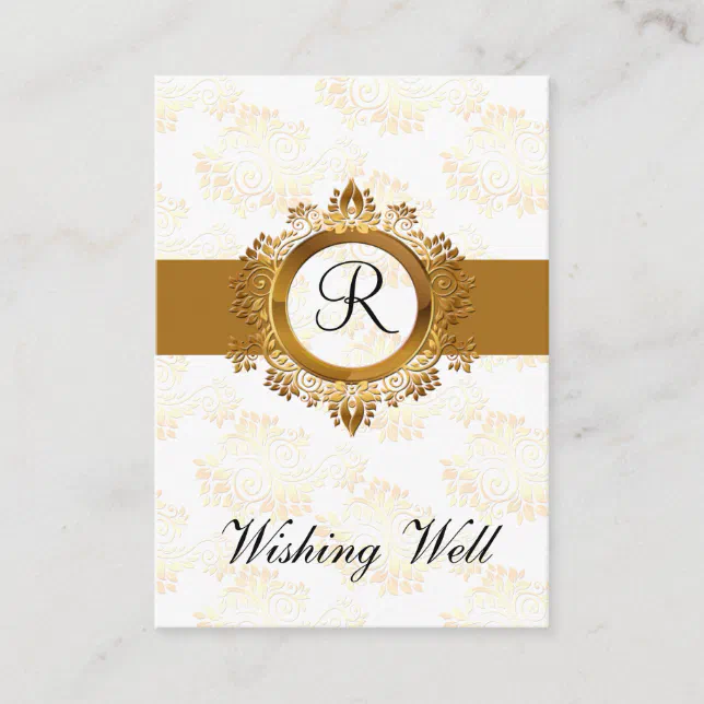 gold monogram wishing well cards | Zazzle
