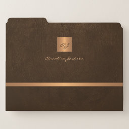 Gold monogrammed name elegant modern file folder | Zazzle