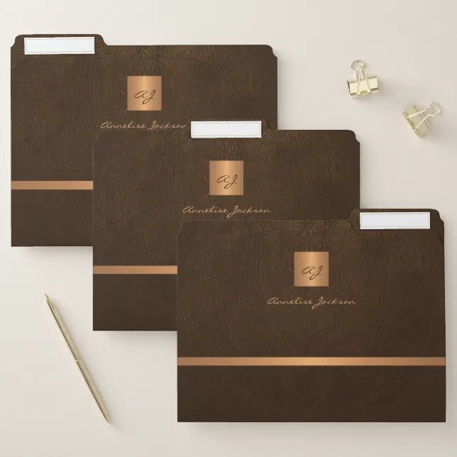 Gold monogrammed name elegant modern file folder | Zazzle