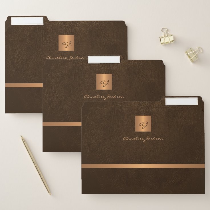Gold monogrammed name elegant modern file folder | Zazzle