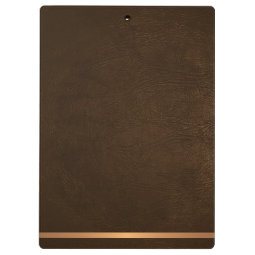 Gold monogrammed name script brown leather clipboard | Zazzle