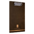 Gold monogrammed name script brown leather clipboard | Zazzle