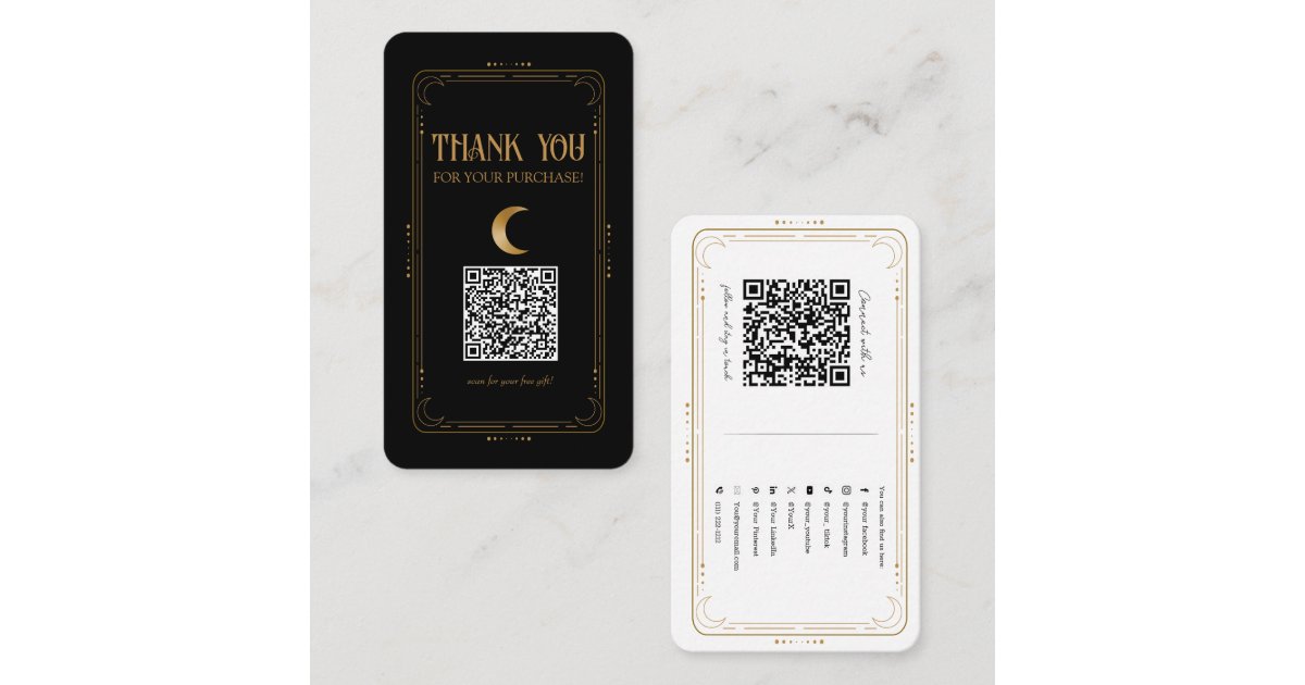 Gold Moon Mystical Occult Social Media QR Code Business Card | Zazzle