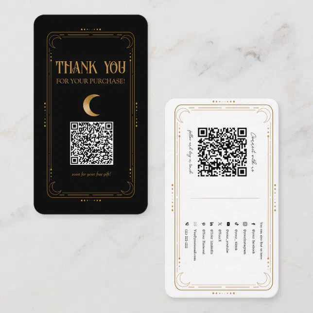 Gold Moon Mystical Occult Social Media QR Code Business Card | Zazzle