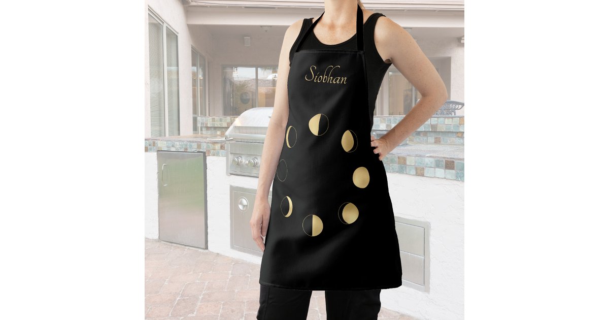 Gold Moon Phases Personalized Apron | Zazzle