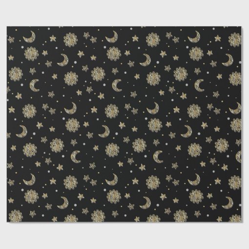 Gold Moon & Stars Wrapping Paper | Zazzle
