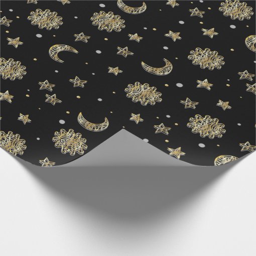 Gold Moon & Stars Wrapping Paper | Zazzle