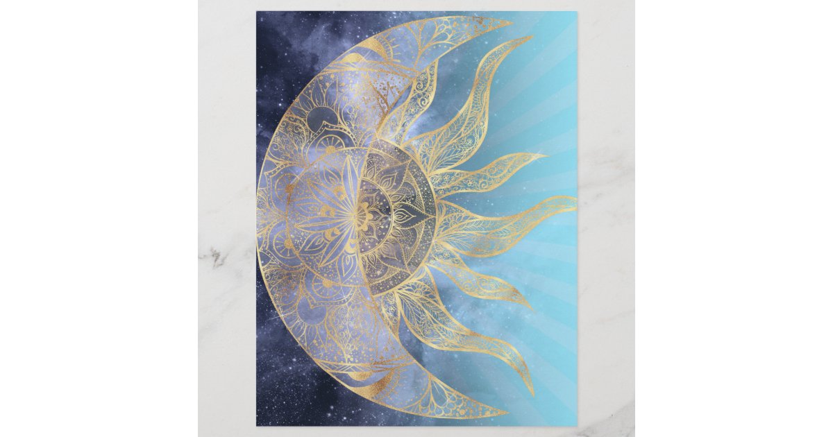 Gold Moon Sun Mandala Celestial Design Letterhead | Zazzle