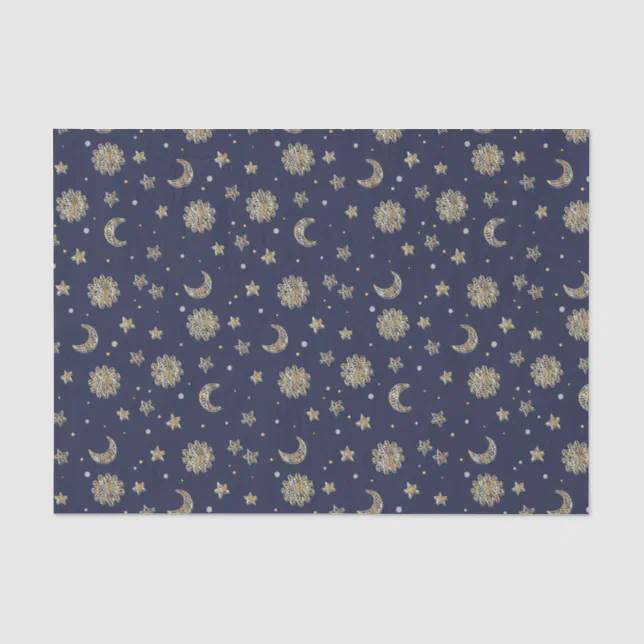 Gold Moons & Stars Tissue Paper | Zazzle