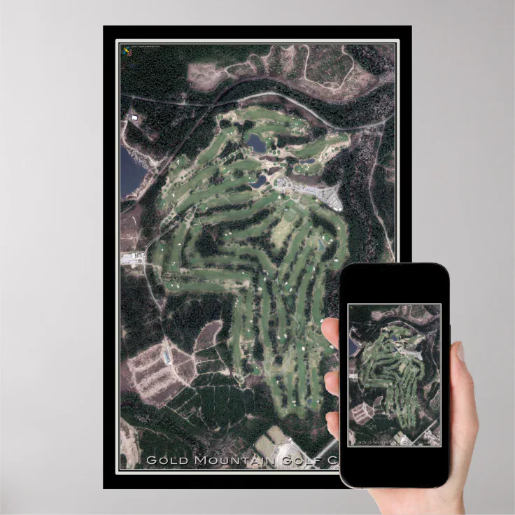 Gold Mountain Golf Club Washington Satellite Map Poster | Zazzle