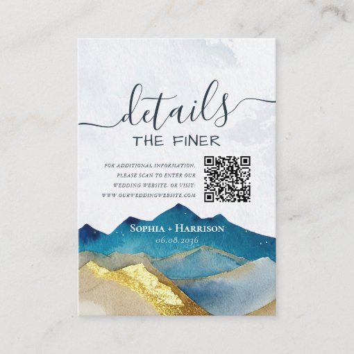 Gold Mountains Wedding Details Information QR Code Enclosure Card | Zazzle