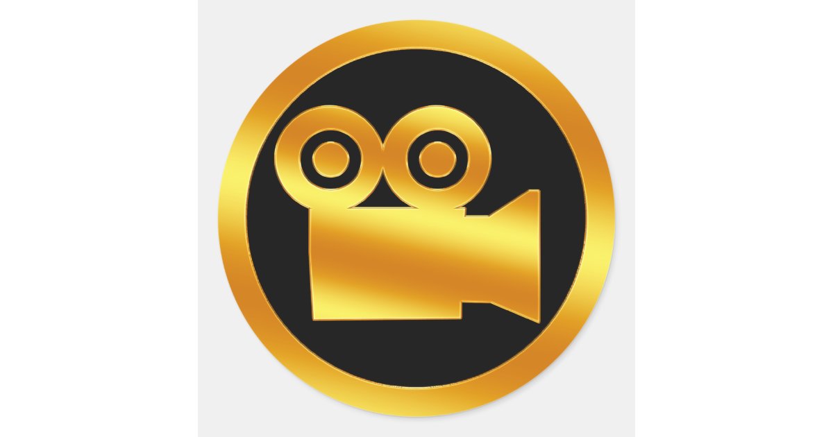Gold Movie Camera Symbol Classic Round Sticker | Zazzle.com