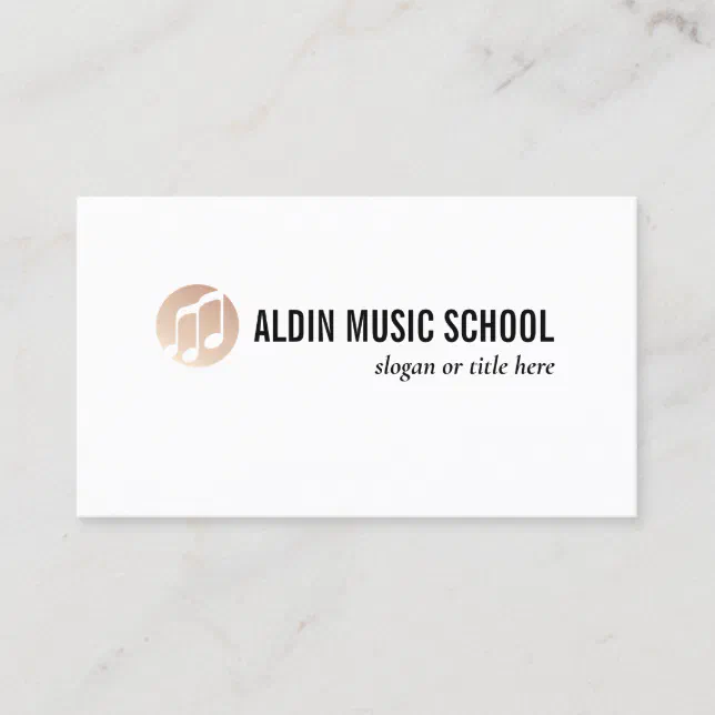 Gold Music Note Logo White Business Card | Zazzle