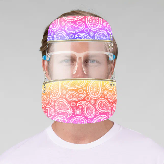 Gold Music Note,Ombre Paisley Face Shield | Zazzle
