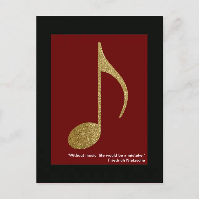 gold music note postcard | Zazzle