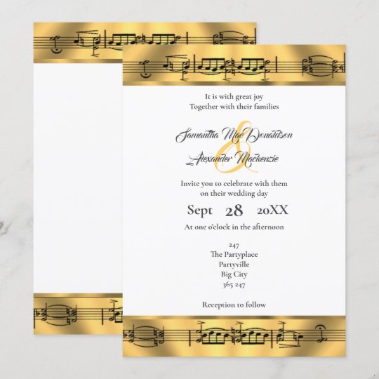Gold music note wedding invitation | Zazzle.com