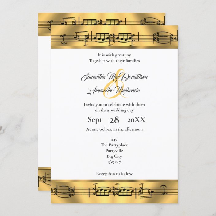 Gold music note wedding invitation | Zazzle.com