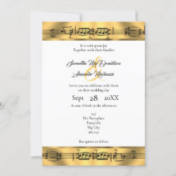 Gold music note wedding invitation | Zazzle