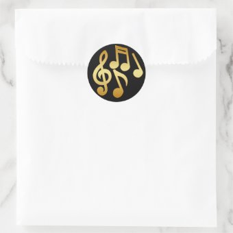 GOLD MUSIC NOTES CLASSIC ROUND STICKER | Zazzle