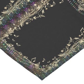 Gold Music Notes Frames on Black Table Runner | Zazzle