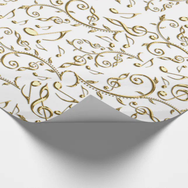 Gold Music Notes On Custom Color Wrapping Paper | Zazzle