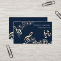 Gold Music Notes on Navy Blue Business Card | Zazzle