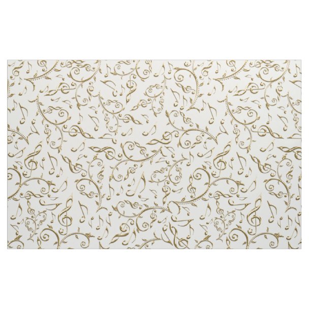 Gold Music Notes On Black or Any Color Fabric | Zazzle.com
