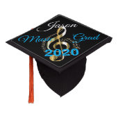 Gold Music Symbol on Black w/Name and Grad Year on Graduation Cap ...