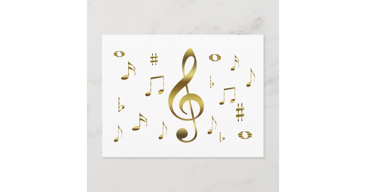 Gold Musical Notes Postcard | Zazzle