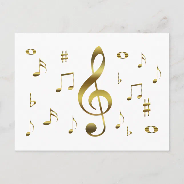 Gold Musical Notes Postcard | Zazzle