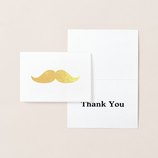 Gold Mustache Thank You Foil Card | Zazzle.com