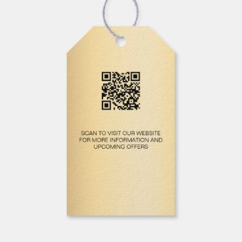 Gold name business logo QR code hang tag | Zazzle