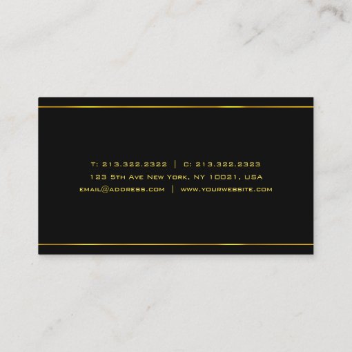 Gold Name Modern Black Template Professional Business Card | Zazzle