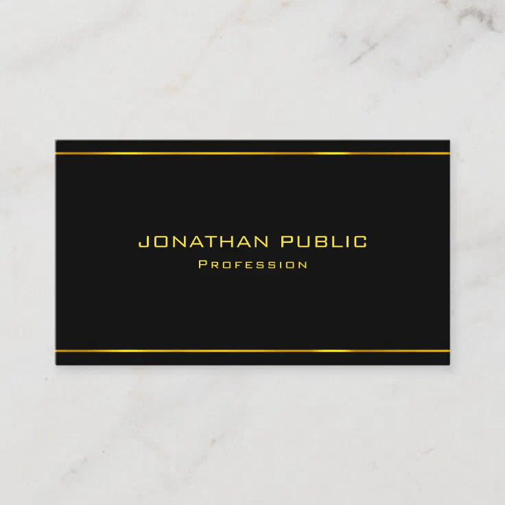Gold Name Modern Black Template Professional Business Card | Zazzle