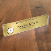 Gold Nameplate with Clock | Zazzle