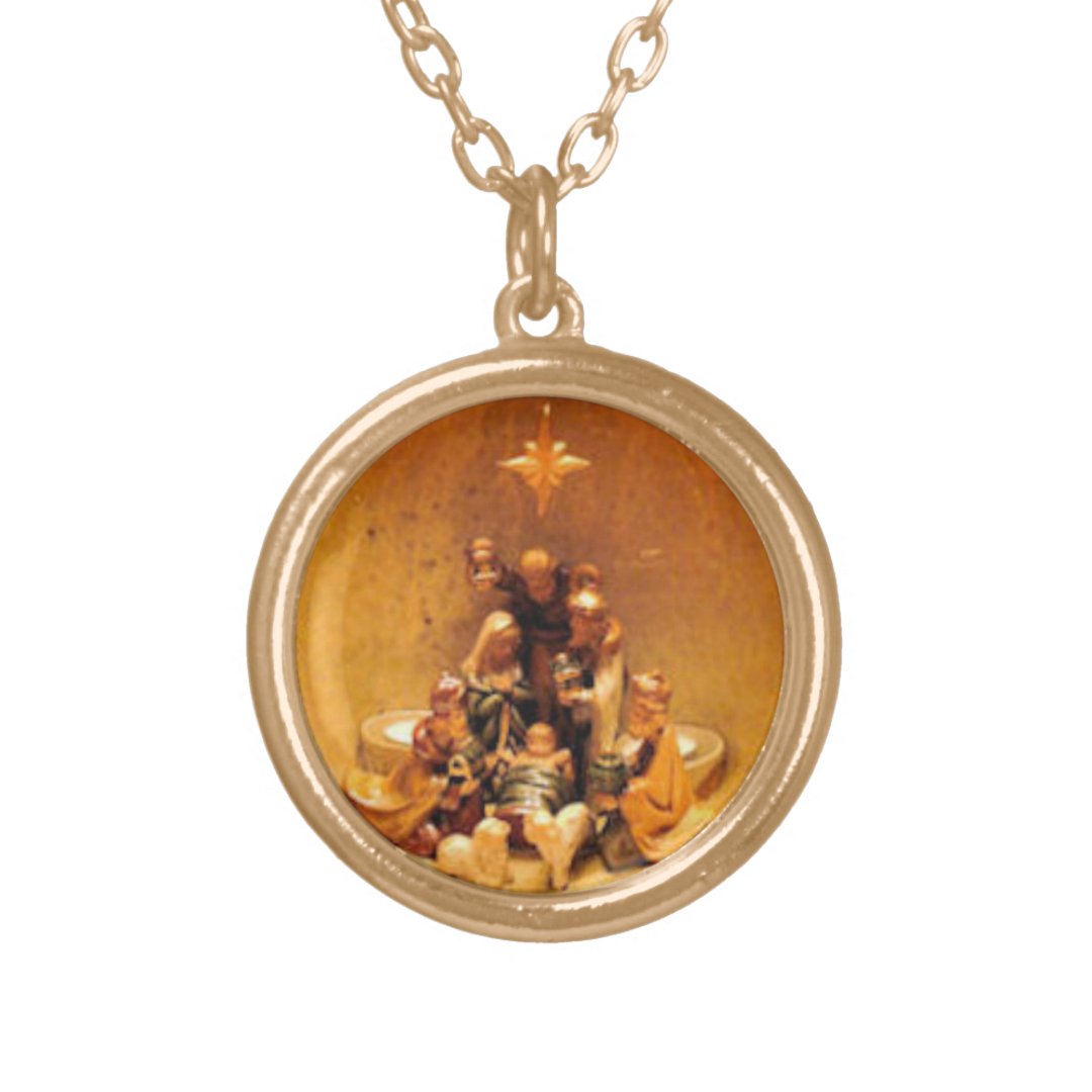 Gold Nativity Scene Necklace | Zazzle