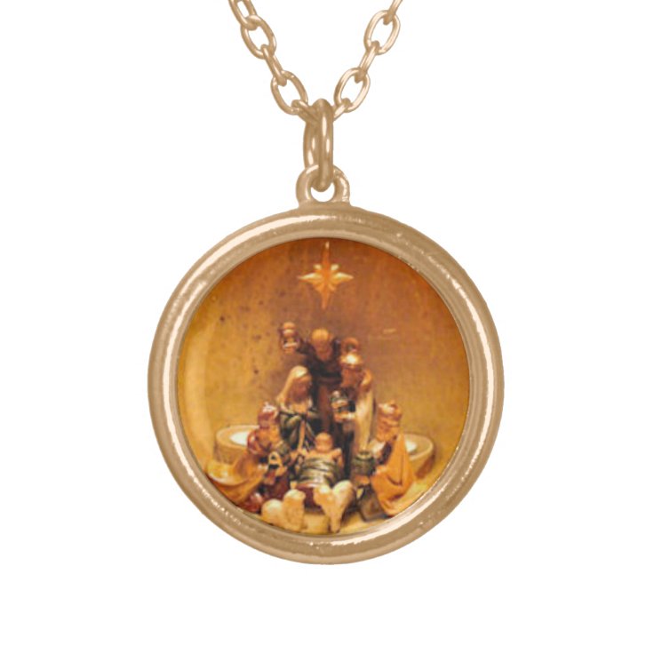 Gold Nativity Scene Necklace | Zazzle