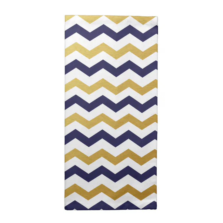Gold & Navy Blue Chevron Pattern Cloth Napkins | Zazzle