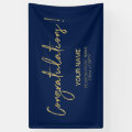 Gold & Navy Blue Congratulations! Graduation Party Banner | Zazzle