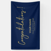 Gold & Navy Blue Congratulations! Graduation Party Banner | Zazzle